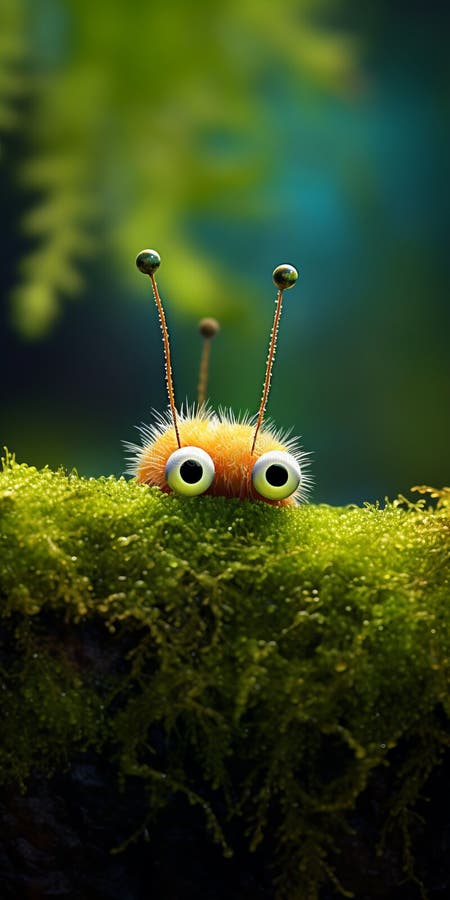 Shiny-eyed Orange Bugcore: a Delightful Moss Patch Creature Stock ...