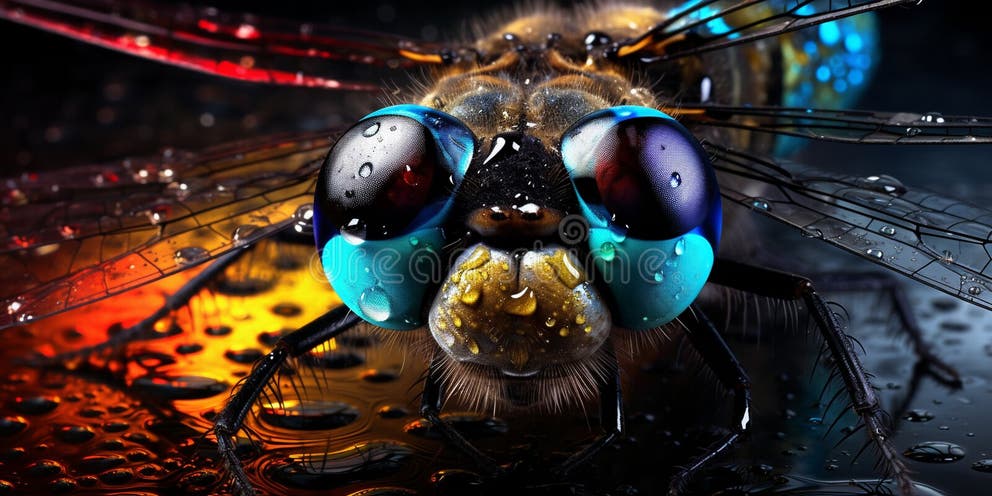 Shiny Eyes the Eyes of a Dragonfly Macro a Reflection _006 Stock ...
