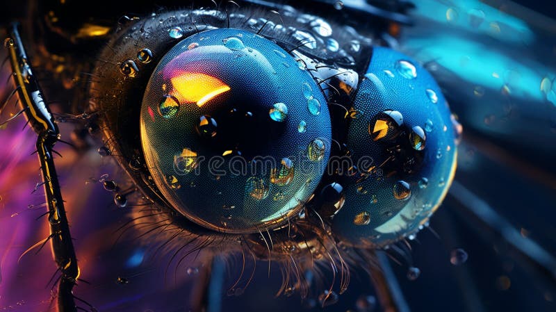 Shiny Eyes the Eyes of a Dragonfly Macro a Reflection _012 Stock ...