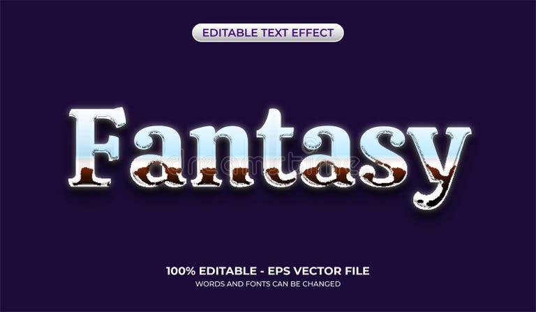 Shiny Fantasy Text Effect. Cool Editable Three-dimensional Chrome Text ...