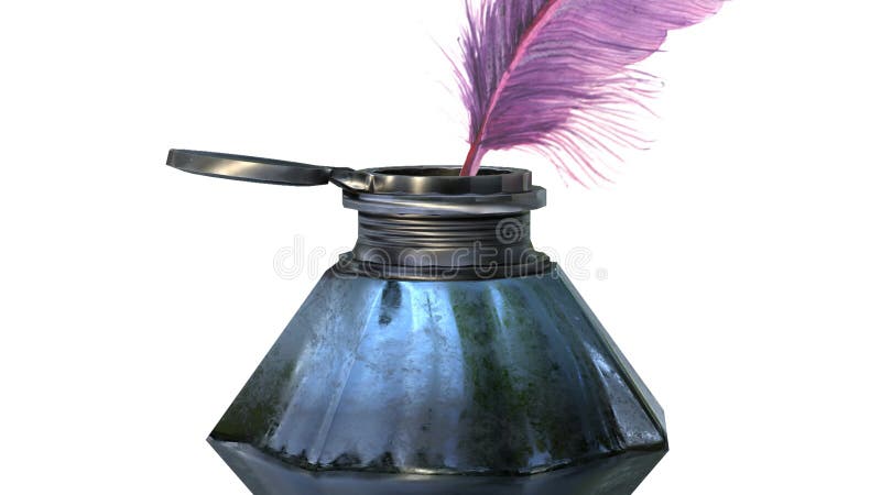 Shiny Feather in the Inkwell Stock Video - Video of feather, glass ...