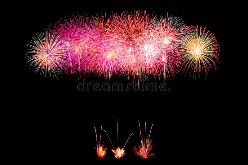 Shiny Fireworks background stock photo. Image of celebrate - 76861336