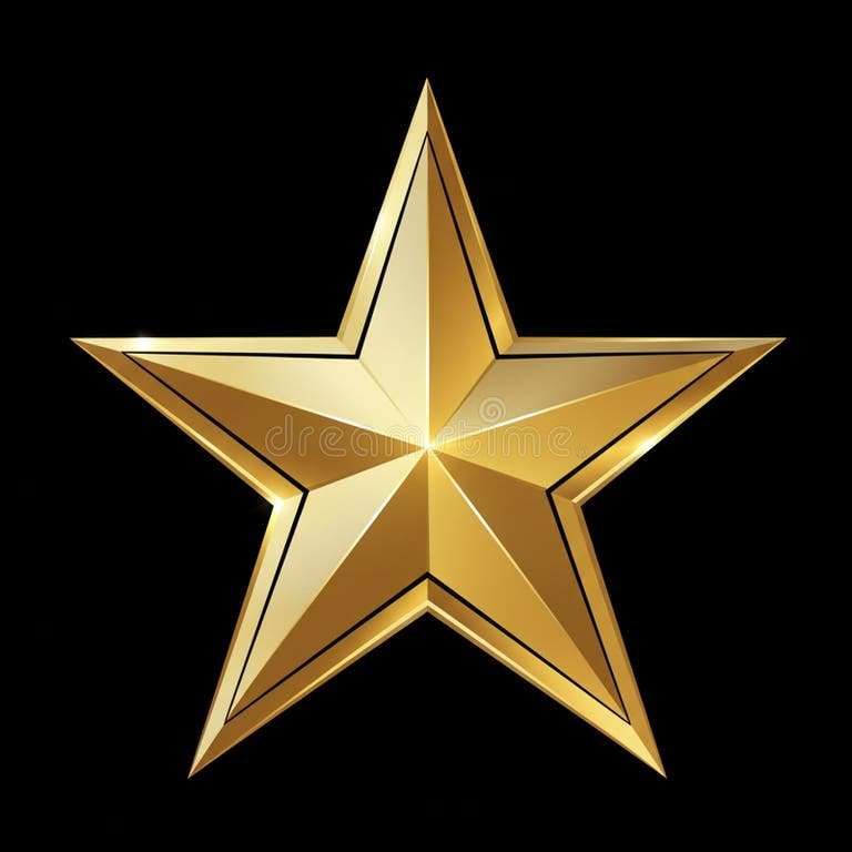 Shiny Five-pointed Star with a 3D Effect, Featuring Gradients of Gold ...