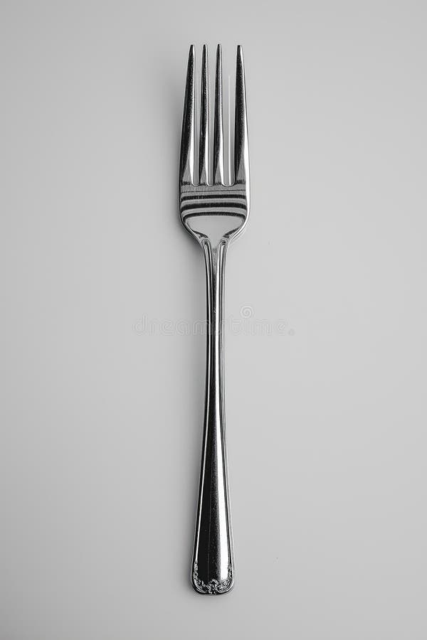 Simple Shiny Fork Placed on a Gray Background Highlighting Its Elegant ...