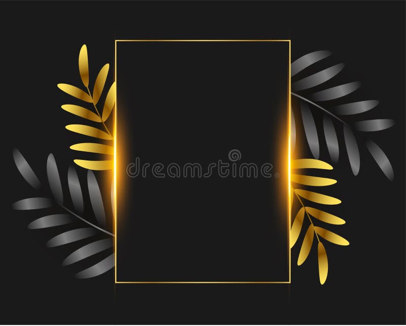Shiny Frame with Golden and Black Leaves Vector Design Vector Stock ...