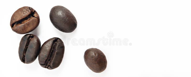 Shiny Freshly Roasted Coffee Beans on a White Background. Isolated ...