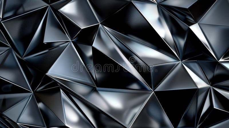 Shiny Geometric Shapes Reflecting Light in a Dark Setting with Angular ...
