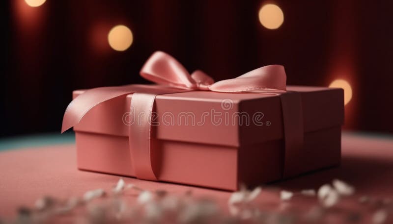 Shiny Gift Box Illuminated with Christmas Lights Generated by AI Stock ...