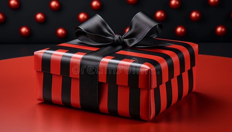 A Shiny Gift Box Wrapped in Elegant Red Ribbon Generated by AI Stock ...
