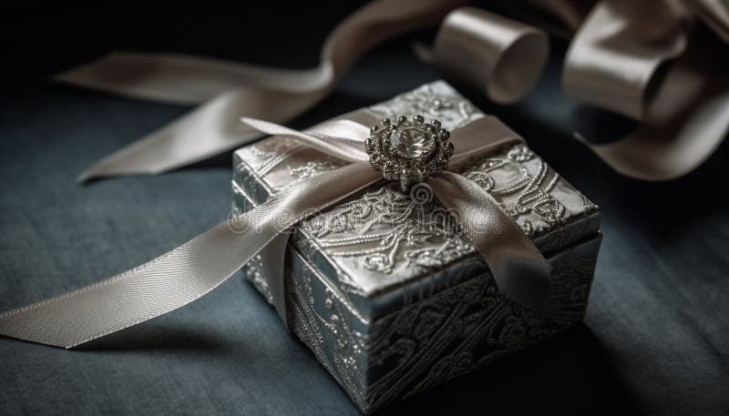 A Shiny Gift Box Wrapped in Elegant Silk for Celebration Generated by ...