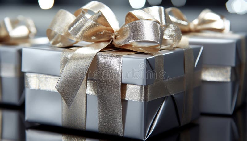 Shiny Gift Box Wrapped in Elegant Wrapping Paper Generated by AI Stock ...