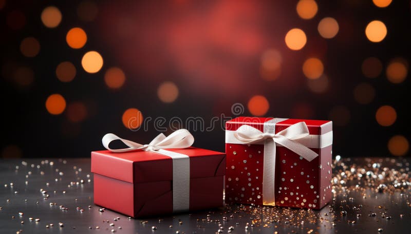 A Shiny Gift Box Wrapped in Gold, Glowing with Love Generated by AI ...