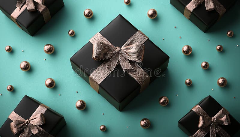 Shiny Gift Box Wrapped in Green Wrapping Paper Generated by AI Stock ...