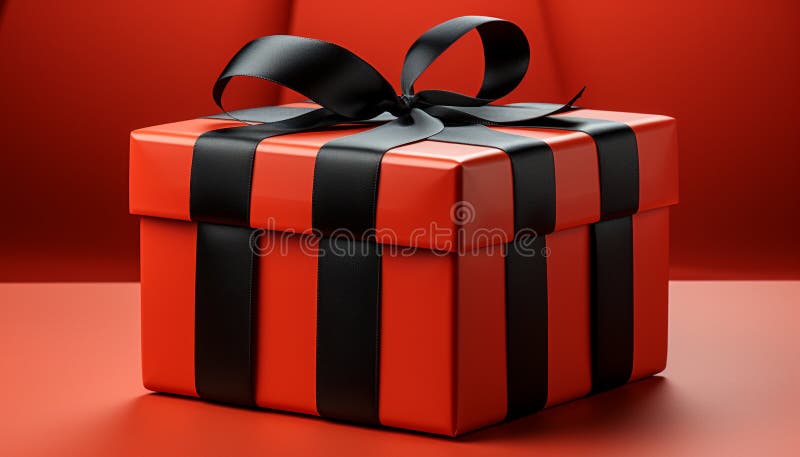 A Shiny Gift Box Wrapped in Red Wrapping Paper Generated by AI Stock ...