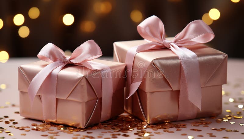 A Shiny Gift Box Wrapped in Yellow Wrapping Paper Generated by AI Stock ...