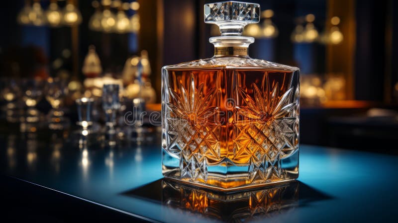 Shiny Glass Container Holds Old Whiskey a Celebration. Generative AI ...