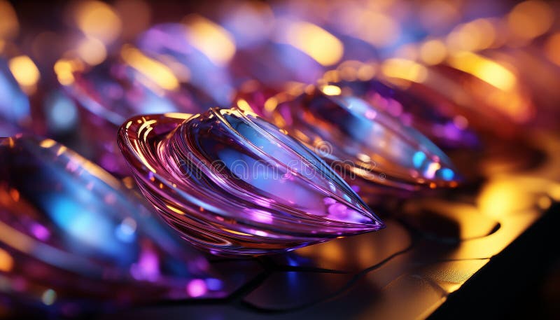 Shiny Glass Reflection, Vibrant Colors, Abstract Glowing Generated by ...