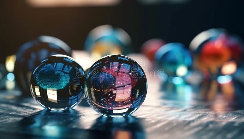 Shiny Glass Sphere Illuminated in Multi Colored Light Generated by AI ...