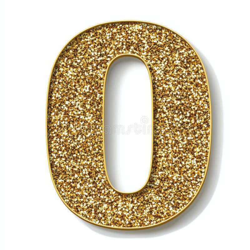A Shiny, Glittery Gold Number "0" on a White Background, Ideal for ...