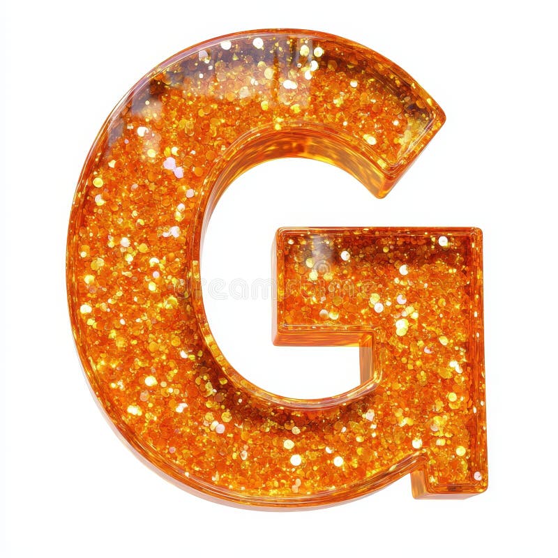 A Shiny, Glittery Orange Letter "G" Designed for Decorative or ...