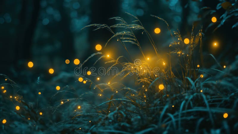 Shiny Glowing Magical Grass and Leaves Close-up Stock Photo - Image of ...