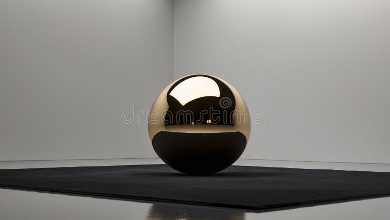 A Shiny Gold Ball Sits Alone on a Dark Black Surface Stock Photo ...