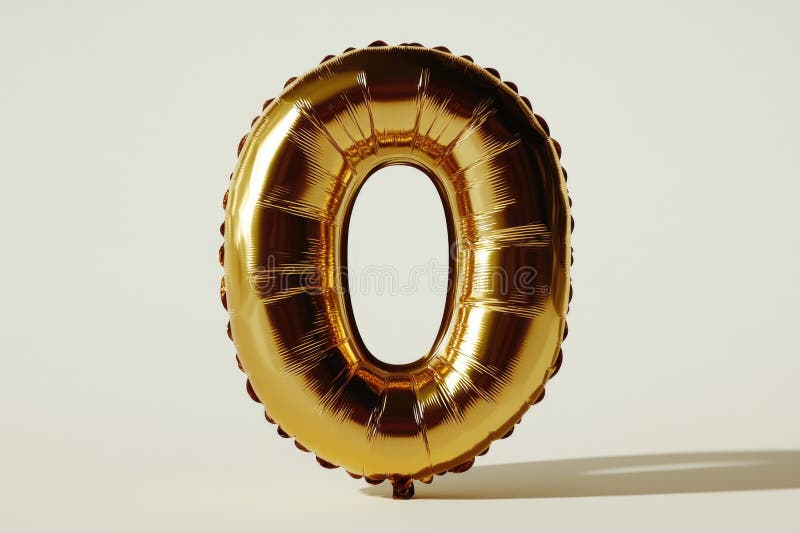 A Shiny Gold Balloon with a Zero Shape, Ideal for Party Decorations or ...