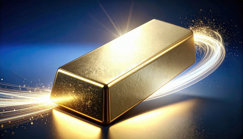 Shiny Gold Bar with Radiant Energy Trails and Glowing Effects Stock ...