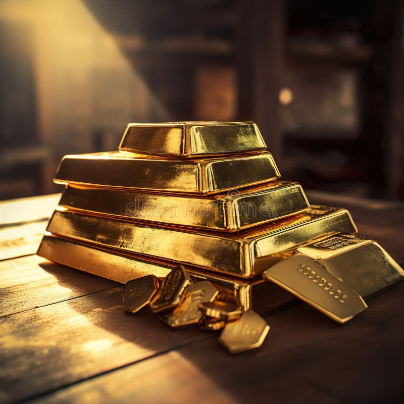A Stack of Shiny Gold Bars Generated by Artificial Intelligence Stock ...