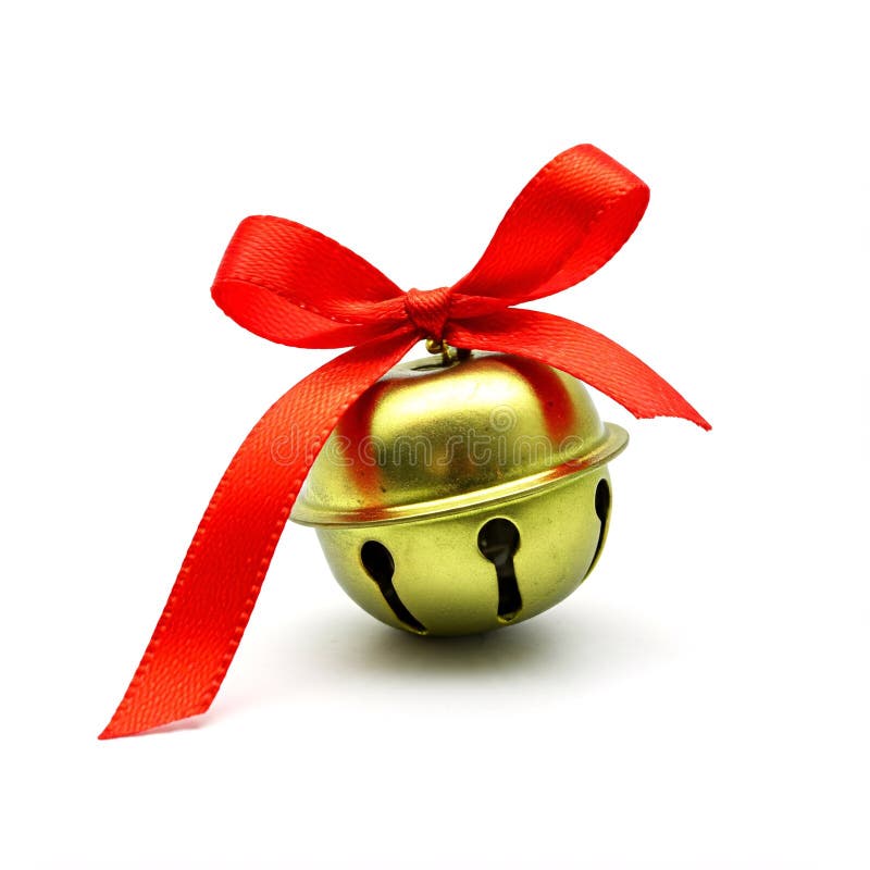 A Shiny Gold Bell with a Bright Red Bow, Ready To Jingle Stock ...