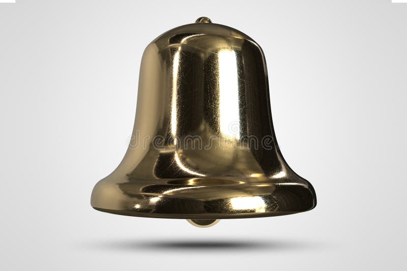 Shiny Gold Bell on a Plain Background. 3d Render Stock Illustration ...