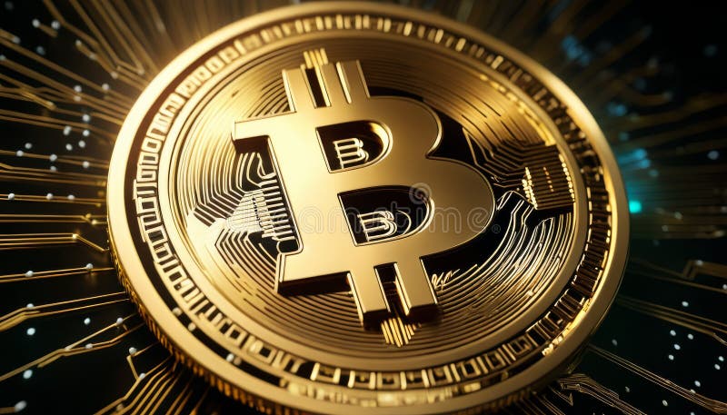Shiny Gold Bitcoin Coin with Circuit Board Background Stock Image ... Shiny Gold Bitcoin Coin with Circuit Board Background Stock Image ...