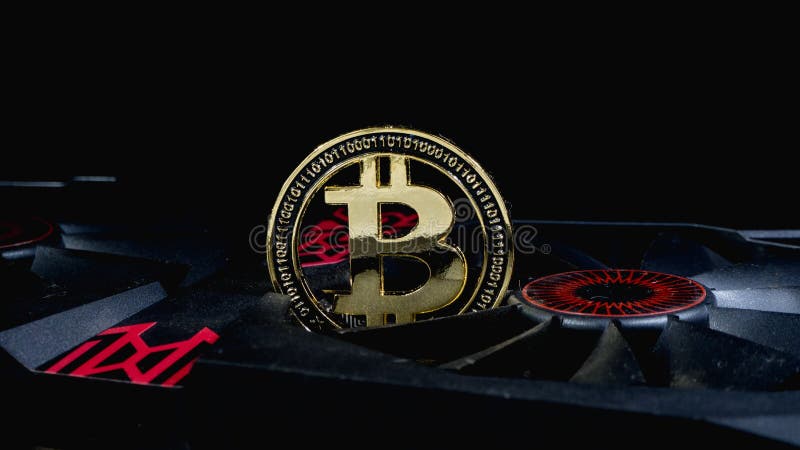 Shiny Gold Bitcoin Coin Crypto Currency Stuck in Gpu Graphic Card ... Shiny Gold Bitcoin Coin Crypto Currency Stuck in Gpu Graphic Card ...