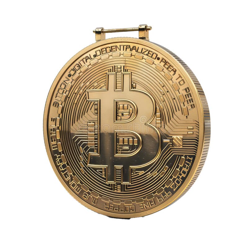 Shiny Gold Bitcoin Presenting Its Face on White Background Stock ...