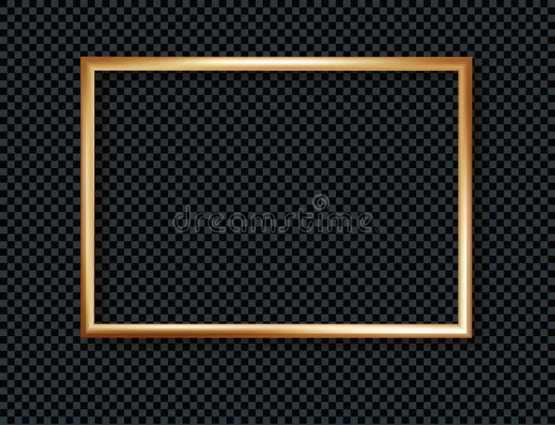 Shiny Gold Border Isolated. Realistic Rectangle Frame with Realistic ...