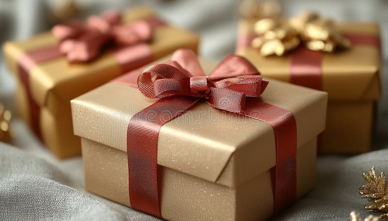 Shiny Gold Box Wrapped in Elegant Wrapping Paper Generated by AI Stock ...