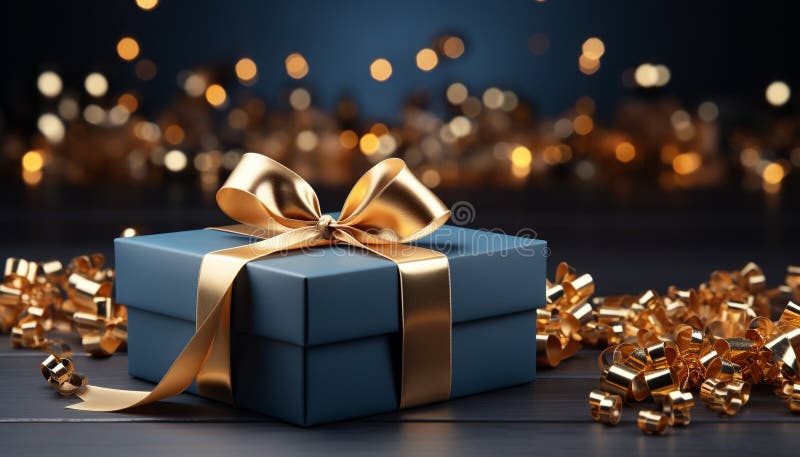Shiny Gold Box Wrapped in Glitter, Glowing with Celebration Generated ...