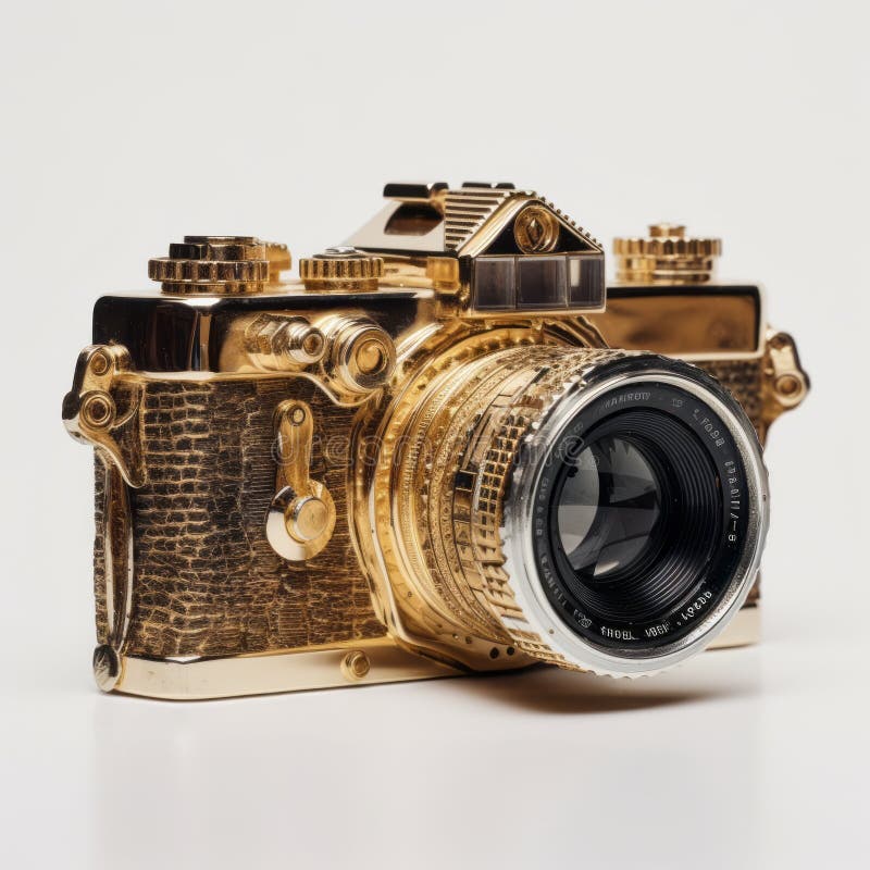 Shiny Gold Camera with Impressionistic Details - Chromepunk Inspired ...
