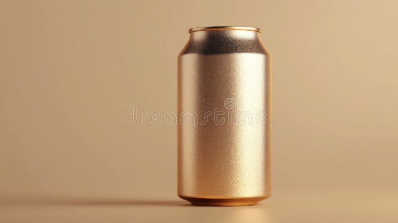 Shiny Gold Can with Metallic Texture on Creamy Background in Studio ...