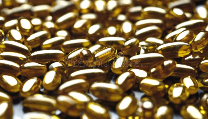 Shiny Gold Capsules, Close-up Stock Illustration - Illustration of ...