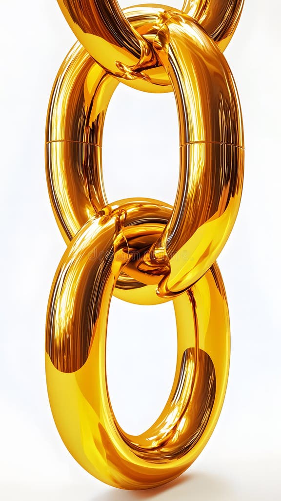 Shiny Gold Chain Links on a White Background Stock Photo - Image of ...