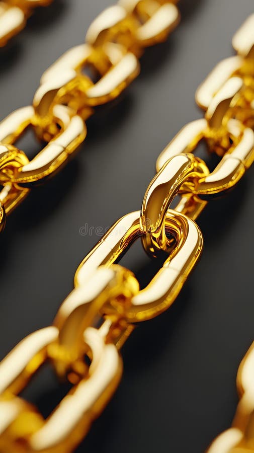 Shiny Gold Chains on a Dark Background. Stock Photo - Image of ornate ...
