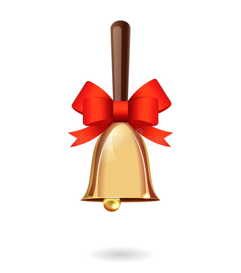 Shiny gold Christmas bell stock vector. Illustration of realistic ...