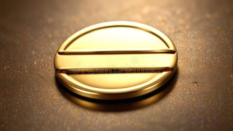 A Shiny Gold Circular Token with Two Parallel Grooves Rests on a ...
