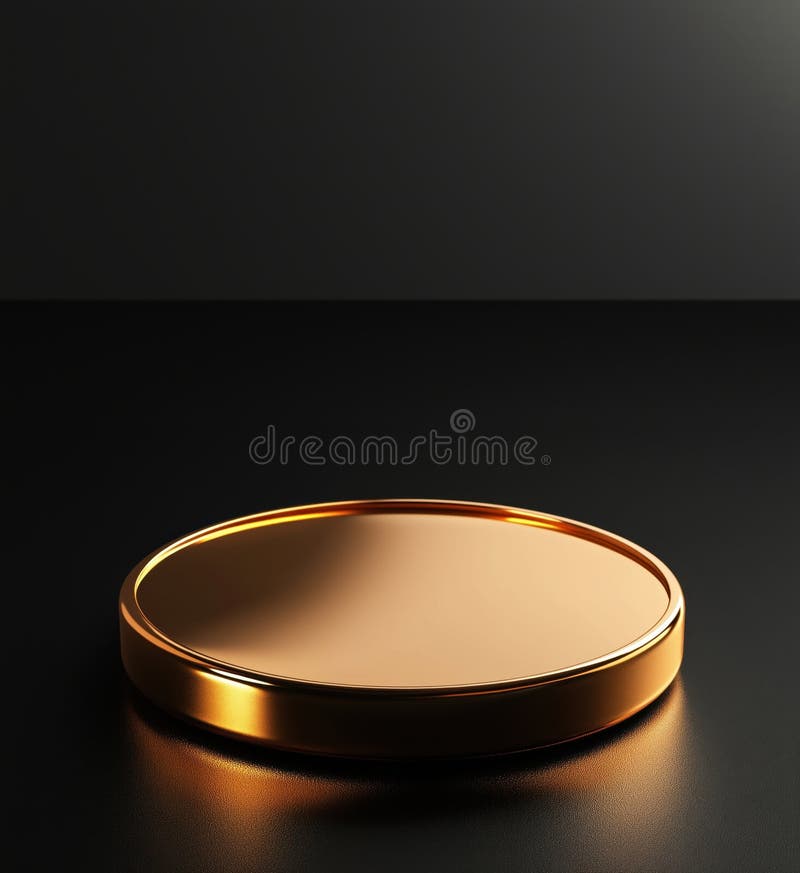 Shiny Gold Coin on Dark Surface with Reflections and Smooth Texture ...