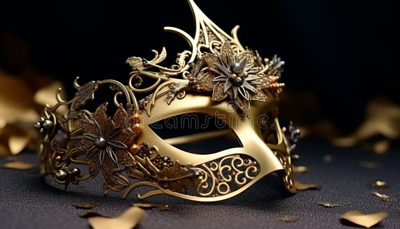 Shiny Gold Costume Mask, Elegance and Luxury Generated by AI Stock ...