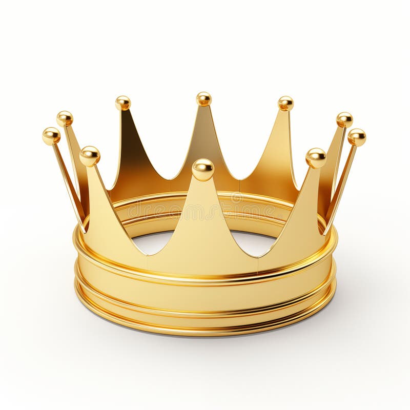 A Shiny Gold Crown with Distinct Peaks and Smooth Edges Against a Plain ...