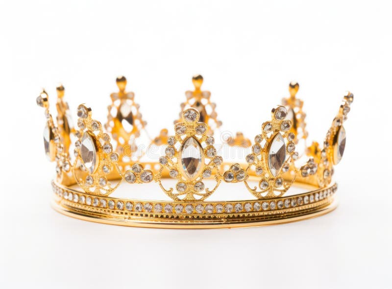 A Shiny, Gold Crown Isolated Stock Photo - Image of ornament, wealth ...
