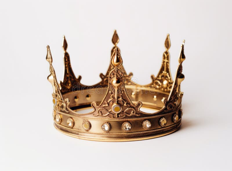 A Shiny, Gold Crown Isolated Stock Photo - Image of opulent, majestic ...