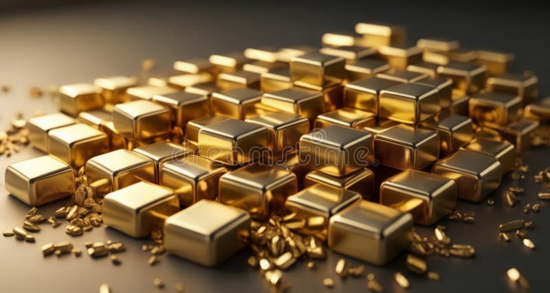 Shiny Gold Cubes, a Symbol of Wealth and Prosperity Stock Illustration ...
